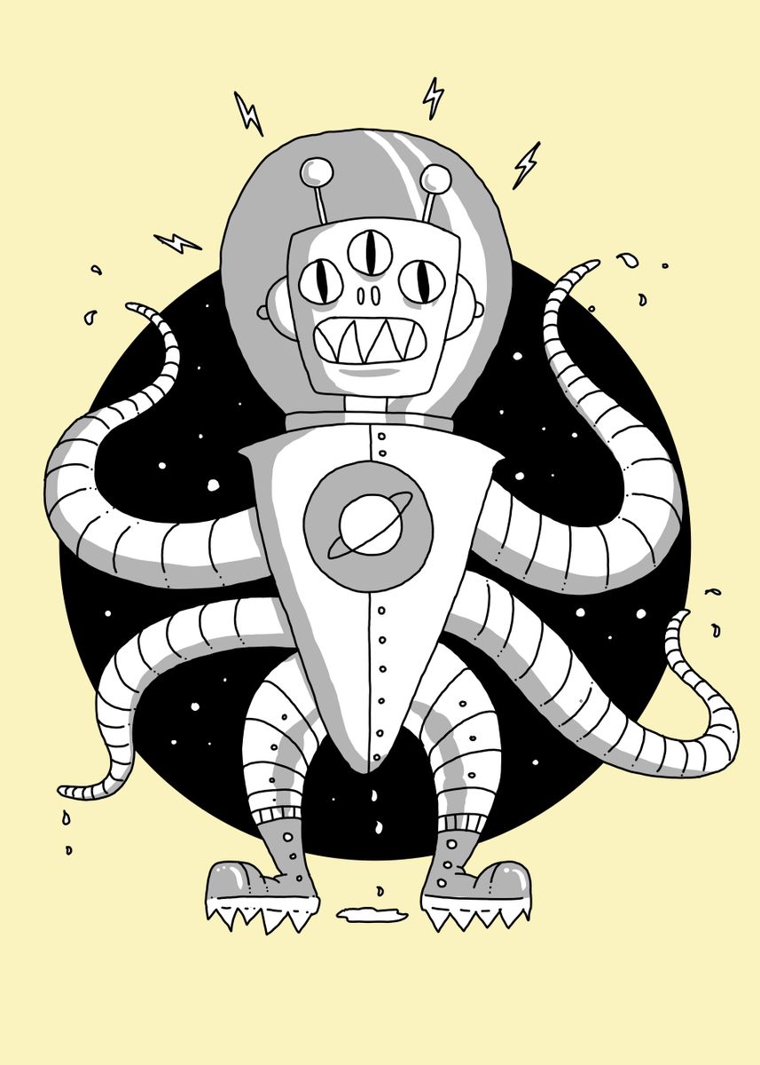 'alien spaceman' Poster, picture, metal print, paint by Boris Rajic ...