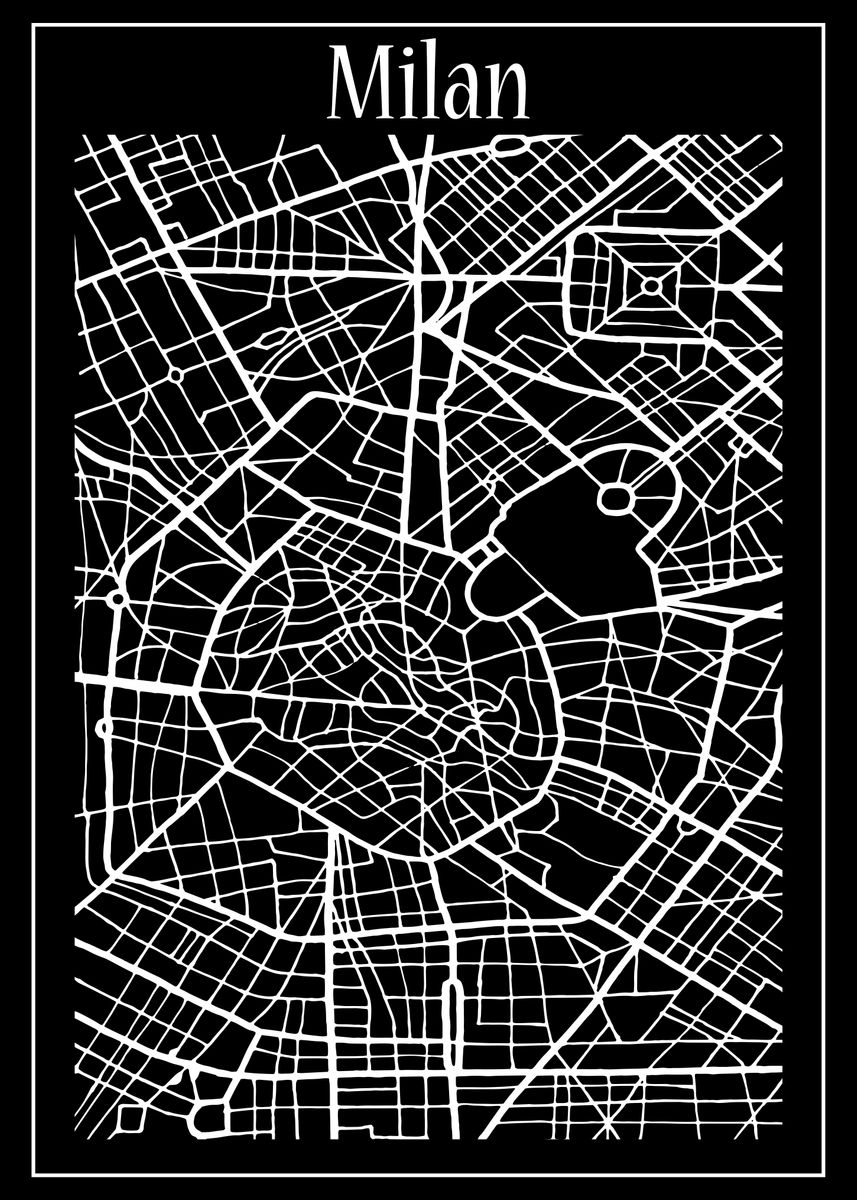 'Milan Map' Poster by dmc 696 | Displate