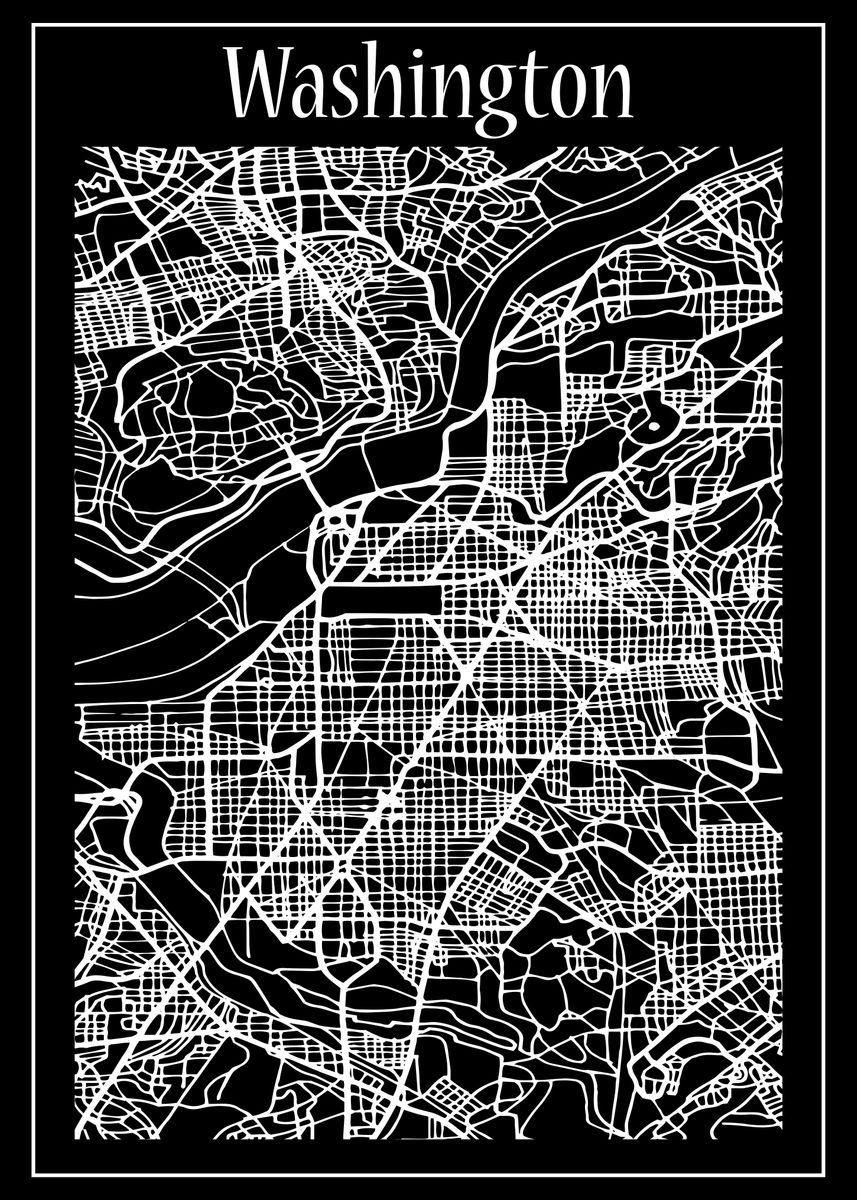'Washington Map' Poster, picture, metal print, paint by dmc 696 | Displate