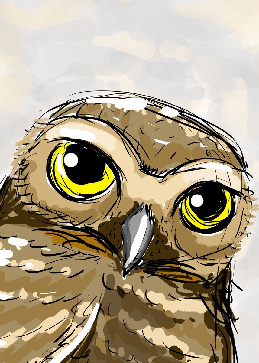 'owlish' Poster, picture, metal print, paint by Louli El Chayal | Displate