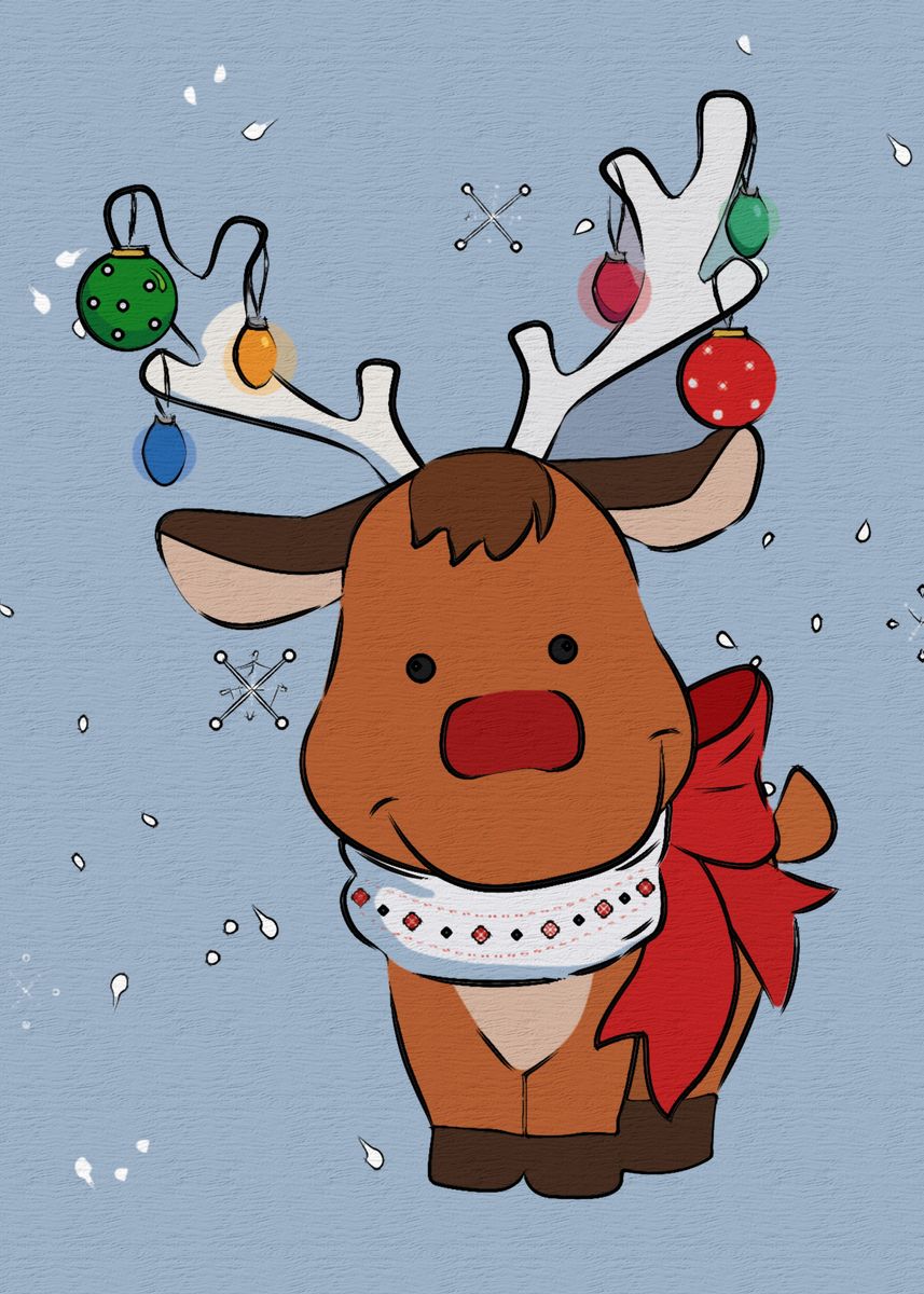 'Christmas Baby Reindeer' Poster by Fotios Pavlopoulos | Displate