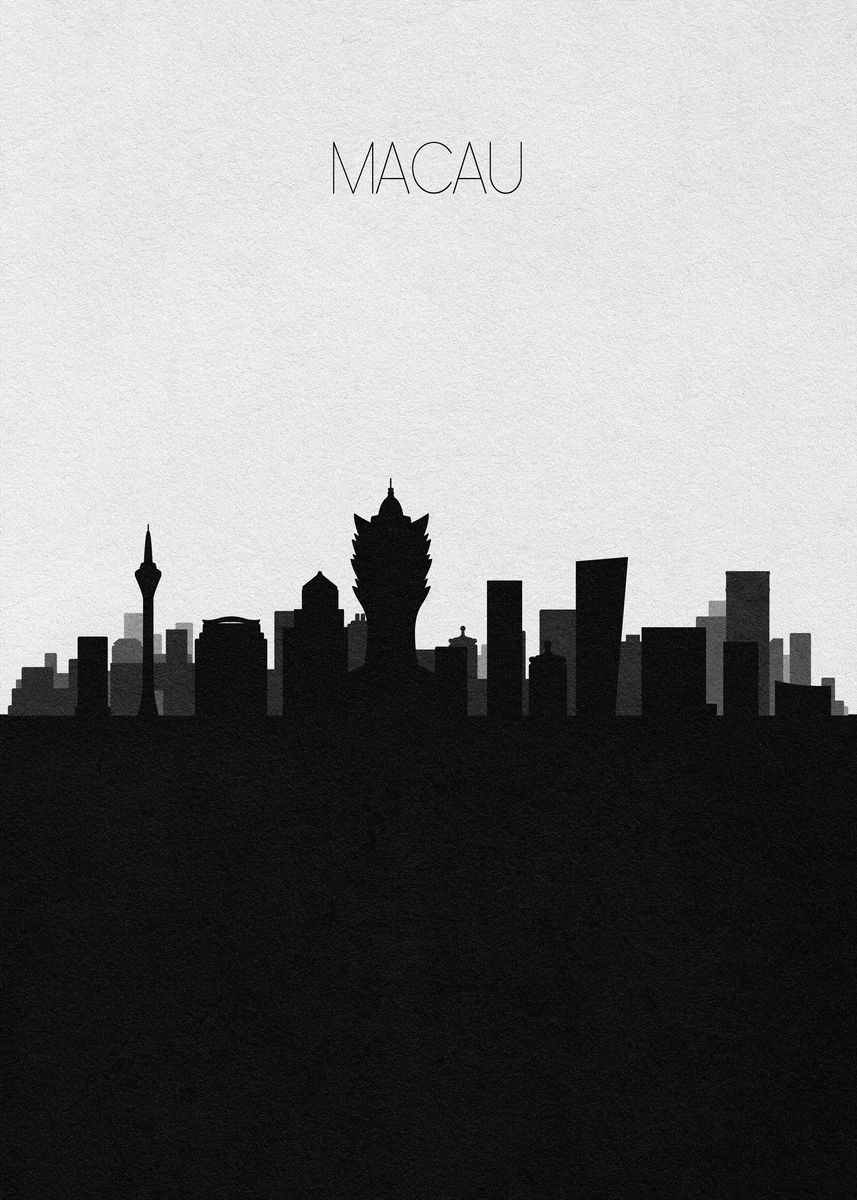 'Macau Skyline' Poster, picture, metal print, paint by Deniz A. | Displate