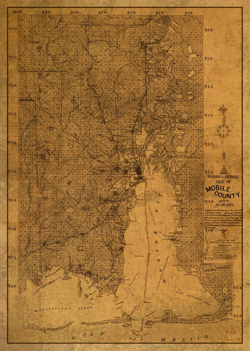 'Mobile Alabama Map 1895' Poster, picture, metal print, paint by Design ...