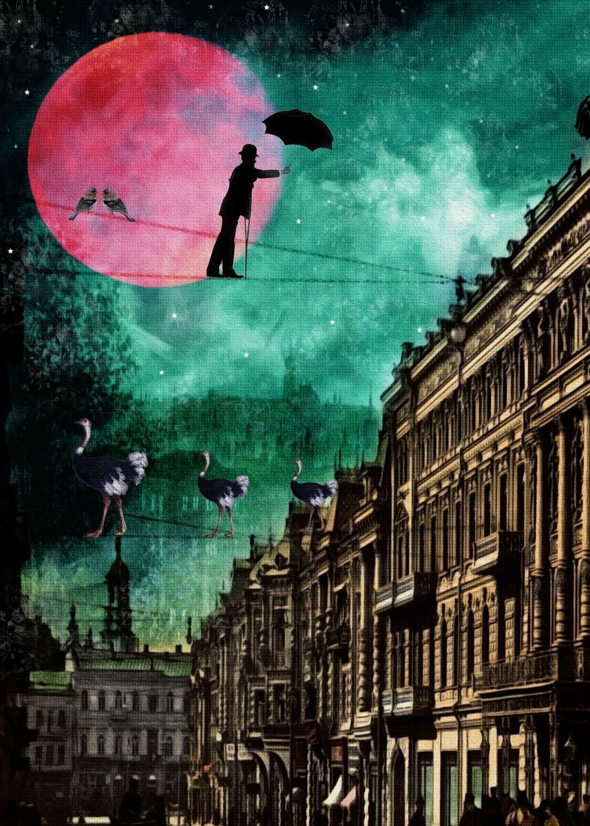 'Moonlight Stroll' Poster by Donna Carter | Displate