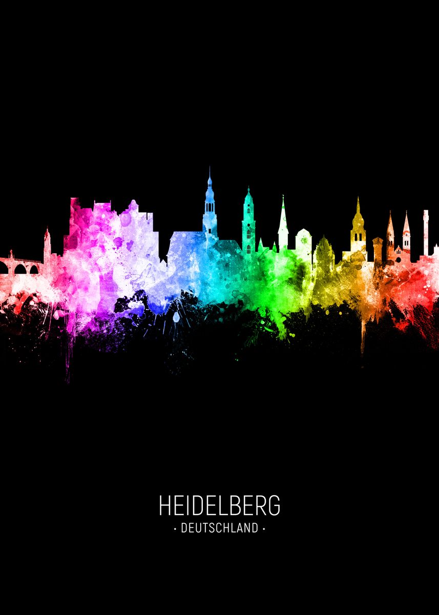 'Heidelberg Germany Skyline' Poster, picture, metal print, paint by ...