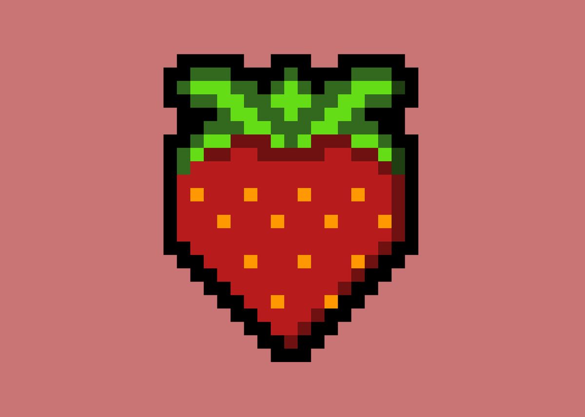 'Strawberry Pixel Art' Poster by Cátia | Displate