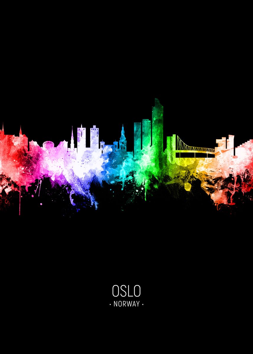 'Oslo Norway Skyline' Poster by Michael Tompsett | Displate