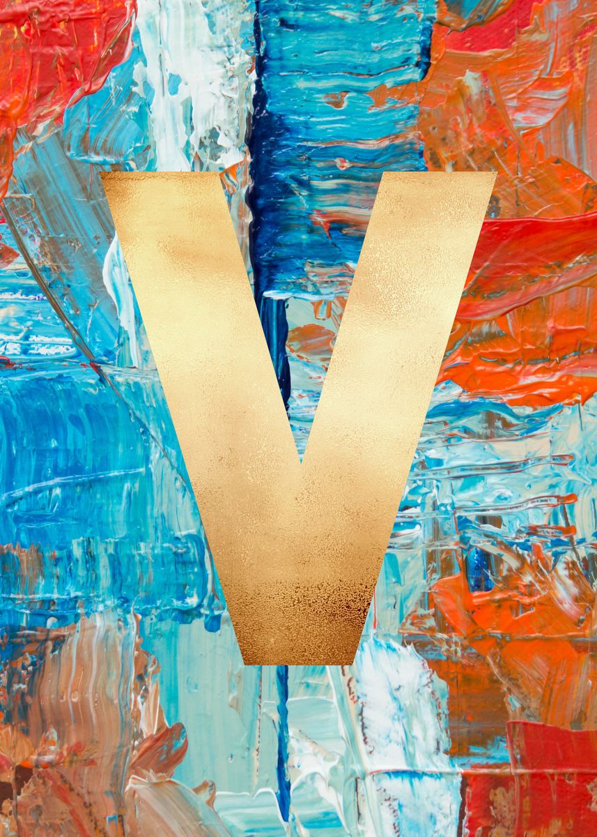 'LETTER V' Poster, picture, metal print, paint by EKGH ArtStudio | Displate