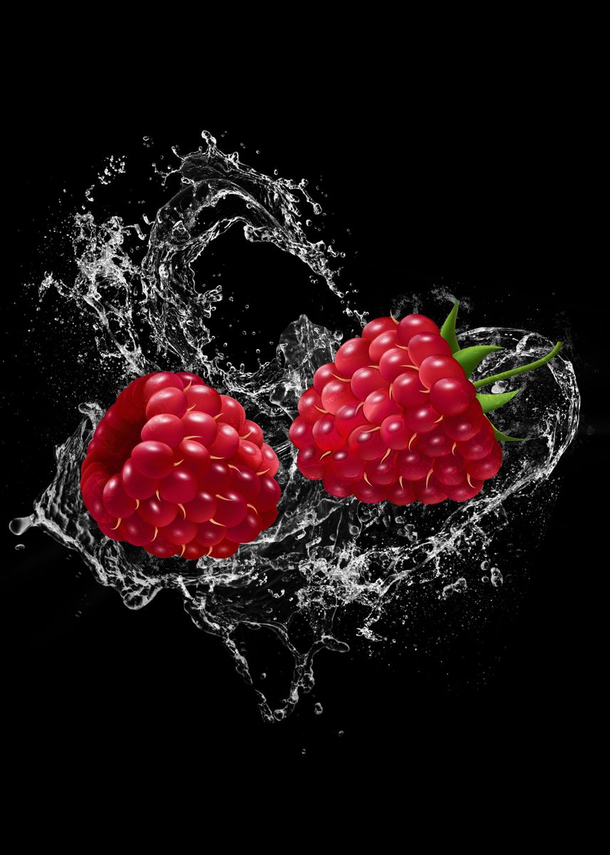 'Raspberries' Poster, picture, metal print, paint by Mateusz Ślemp ...