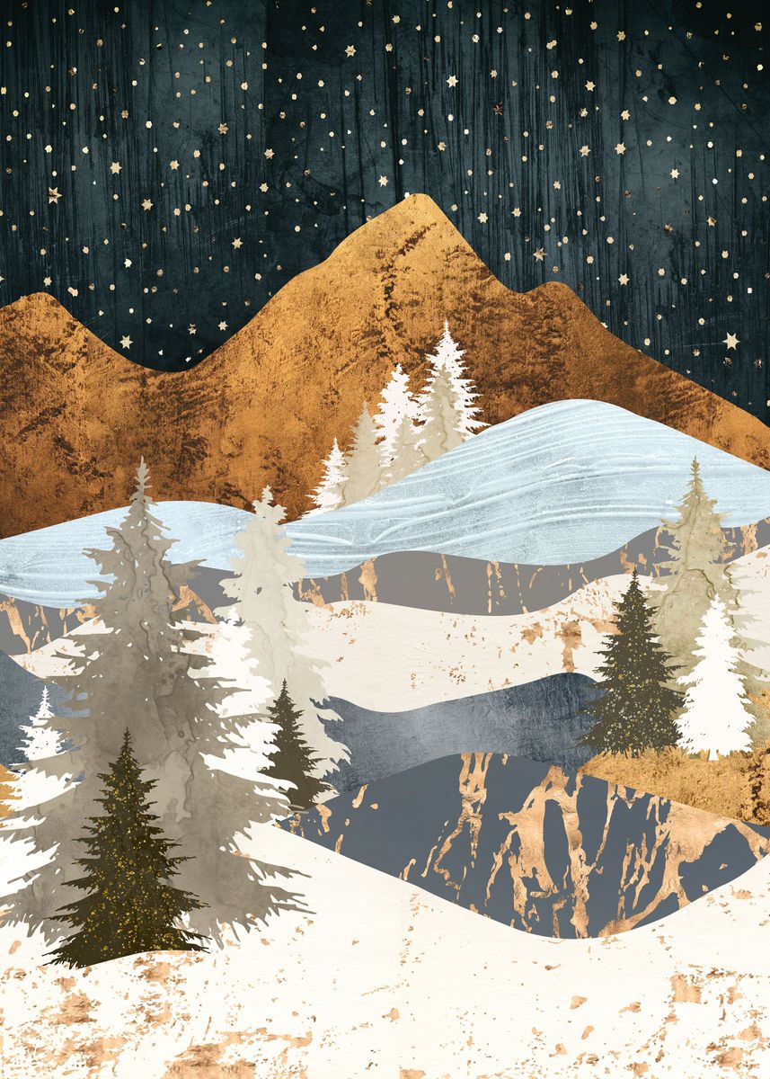 'Winter Stars' Poster, picture, metal print, paint by SpaceFrog Designs ...