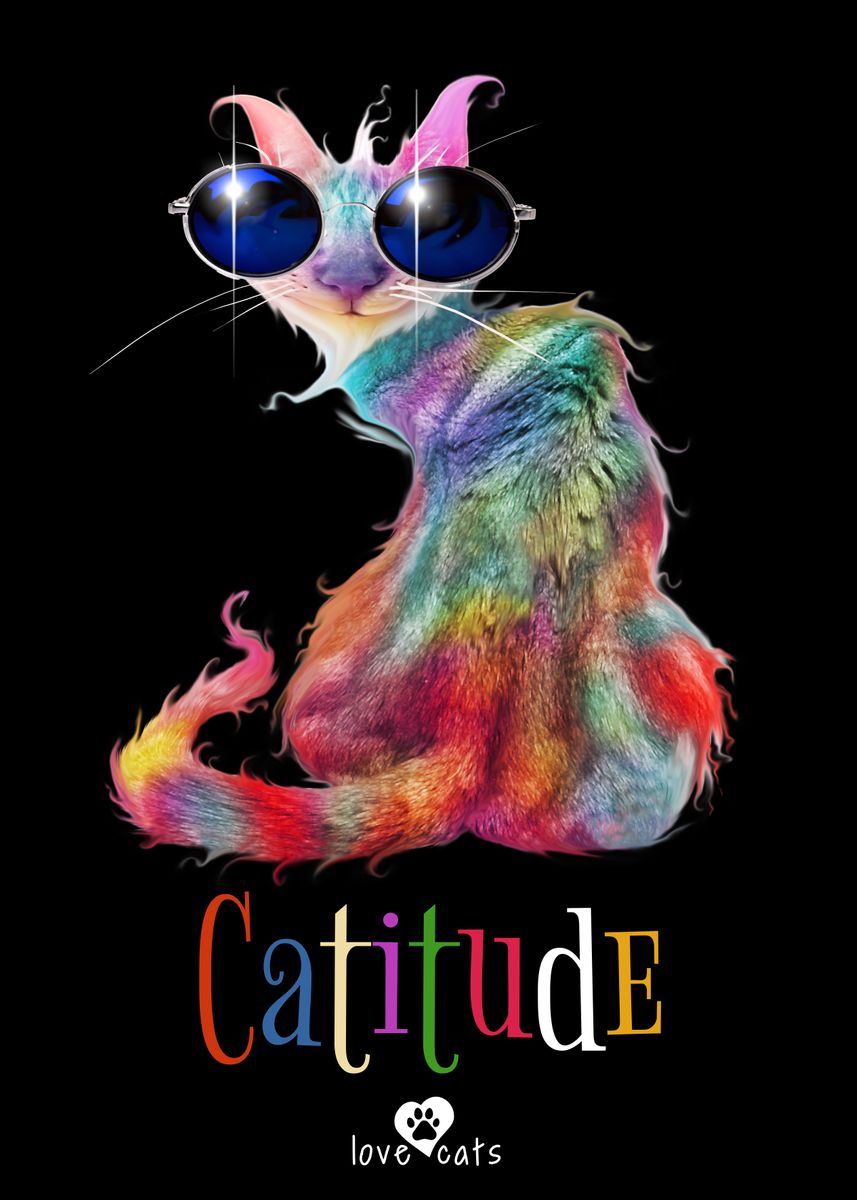 'catitude Love Cats' Poster, picture, metal print, paint by Carlos ...
