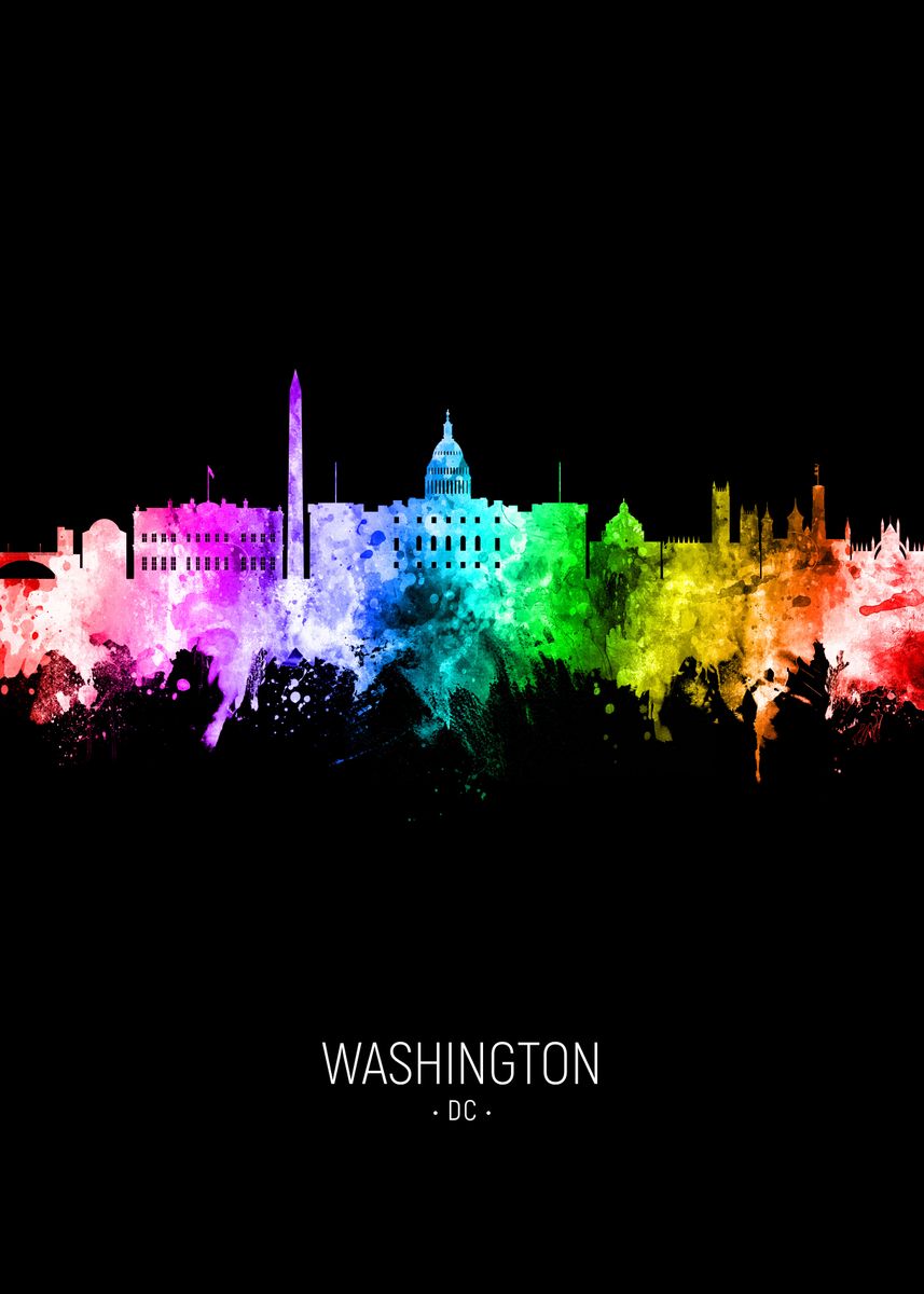 'Washington DC Skyline' Poster, picture, metal print, paint by Michael ...