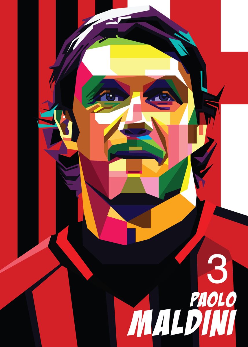 'Paolo Maldini' Poster, picture, metal print, paint by wpap me | Displate