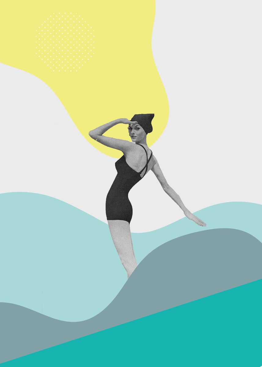 'Girl Dive' Poster, picture, metal print, paint by Urban WallArts ...