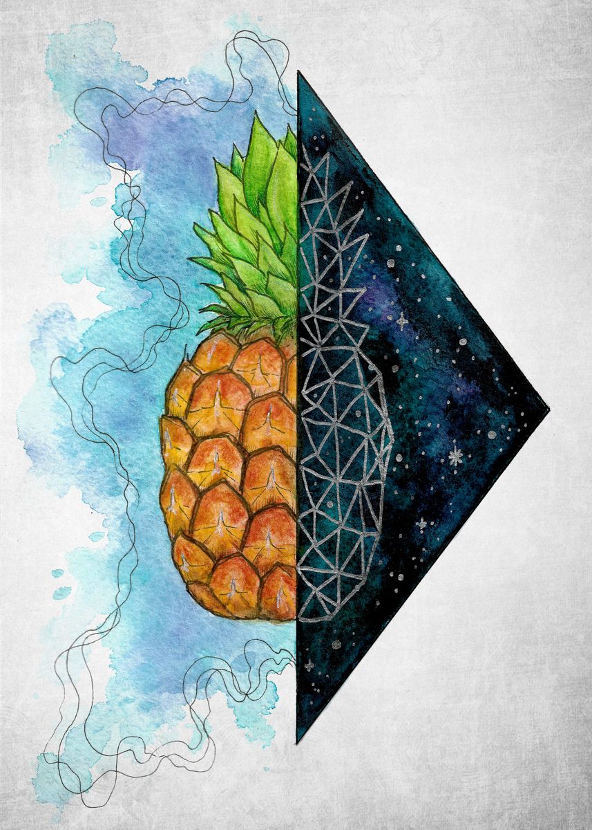 'Galaxy Pineapple (color)' Poster by Kaisa Holsting | Displate