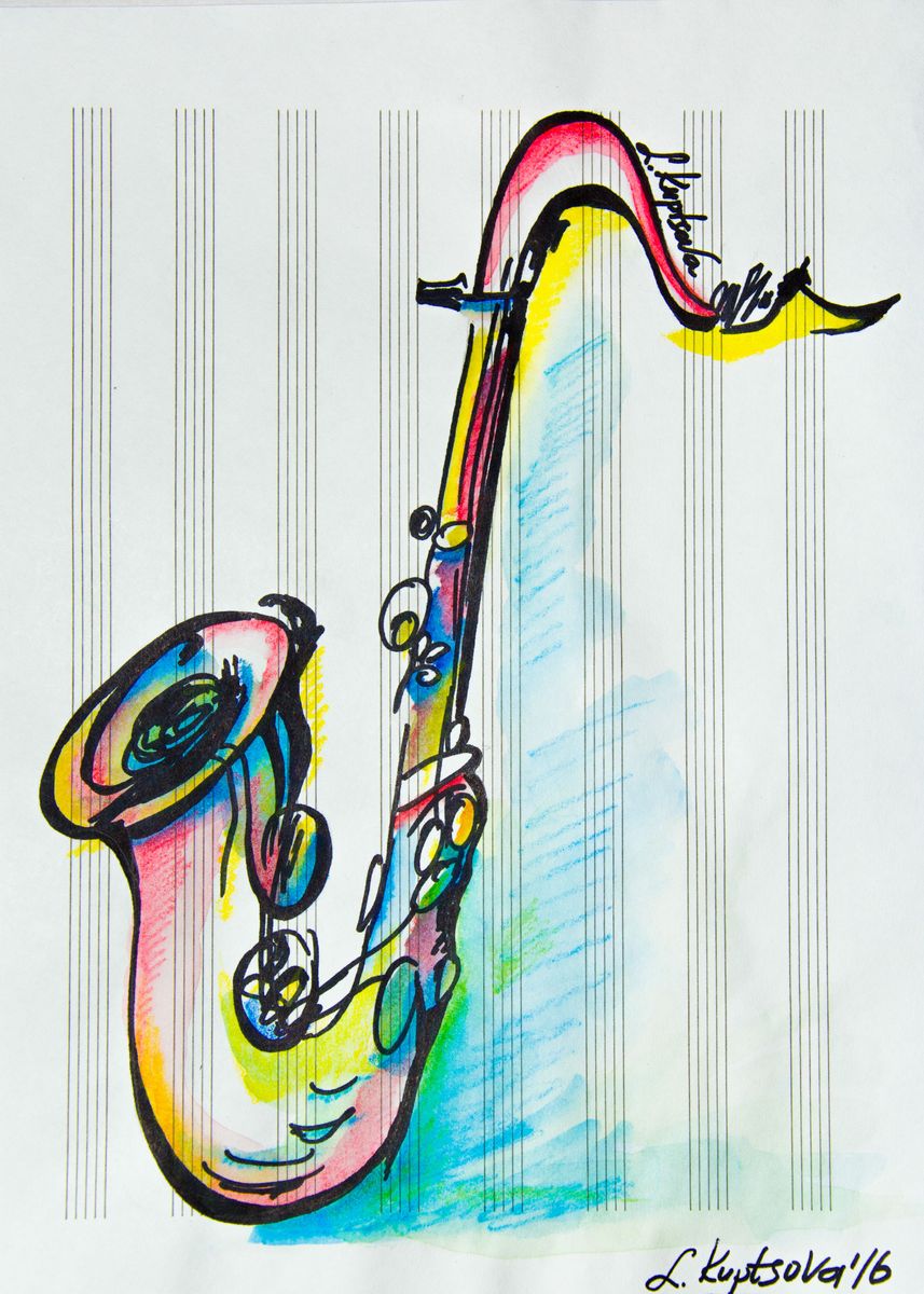 'Sax' Poster, picture, metal print, paint by Vladyslav Durniev | Displate