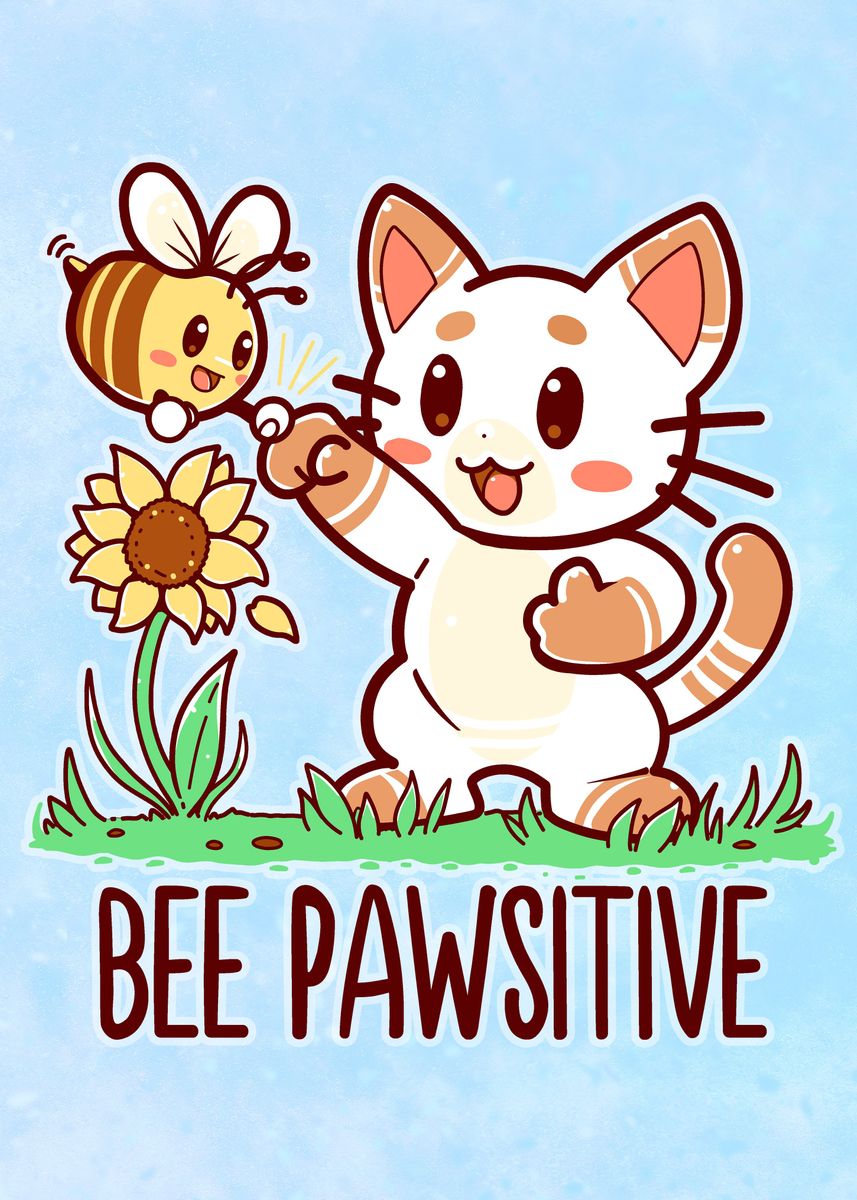 'Bee Pawsitive' Poster, picture, metal print, paint by Sarah Richford ...