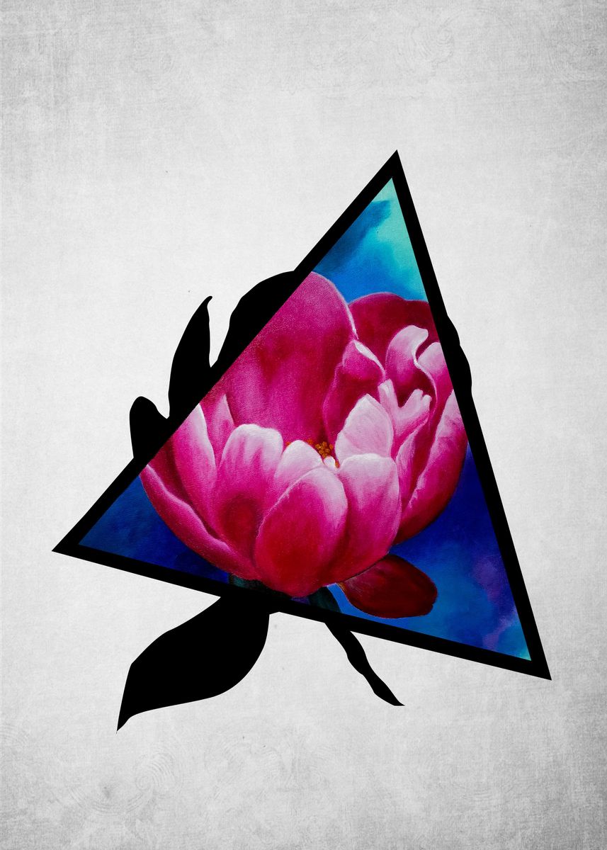 'Punk Peony Triangle' Poster, picture, metal print, paint by Kaisa ...