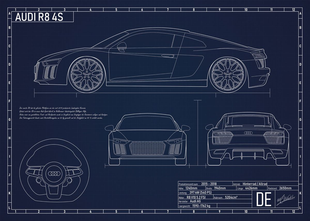'AUDI R8 4S' Poster by Alex Winkler | Displate