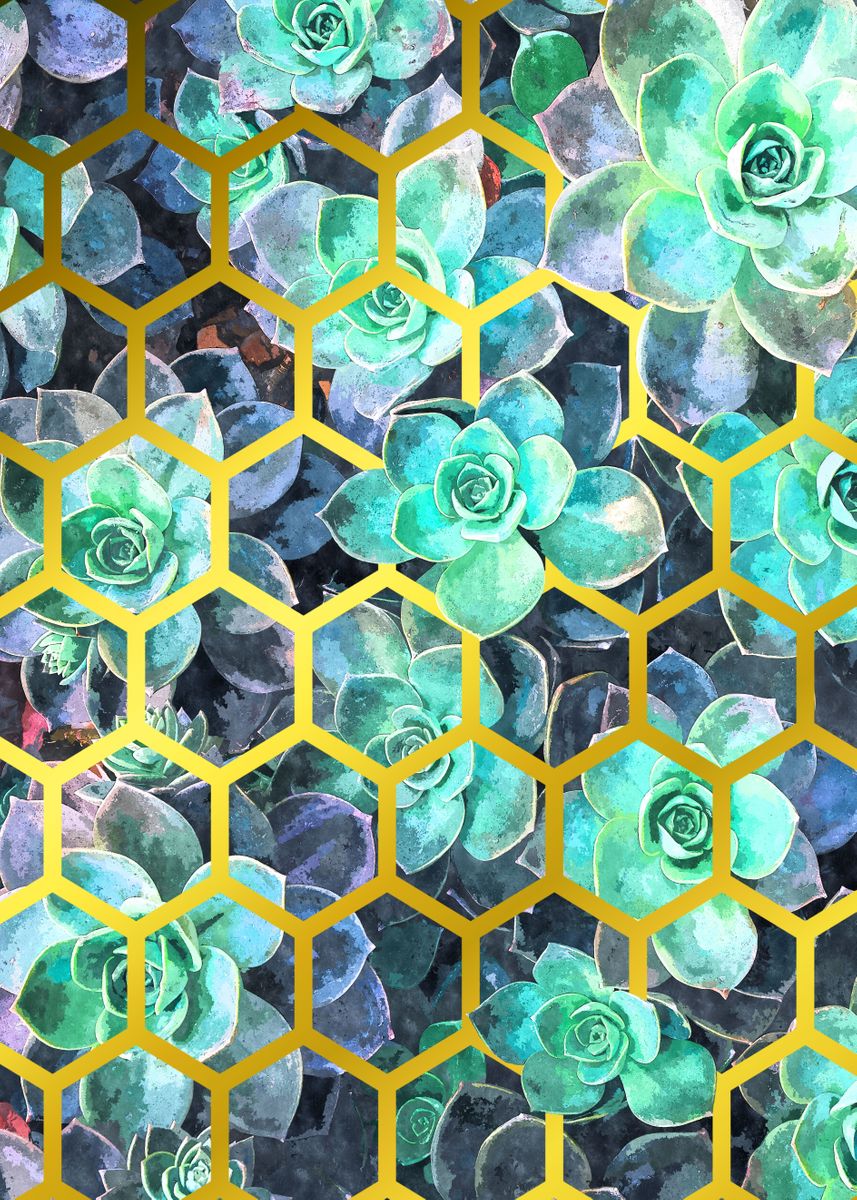 'Succulents Geometric' Poster by Alemi Prints | Displate