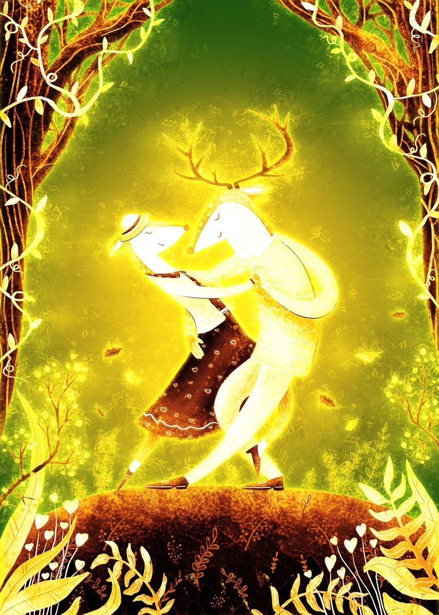 'Dancing Deer Color' Poster by dmc 696 | Displate