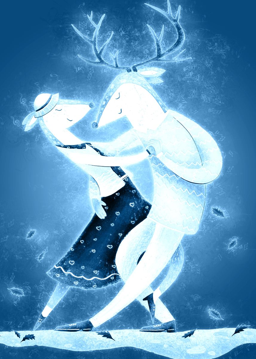 'Dancing Deer 2' Poster, picture, metal print, paint by dmc 696 | Displate