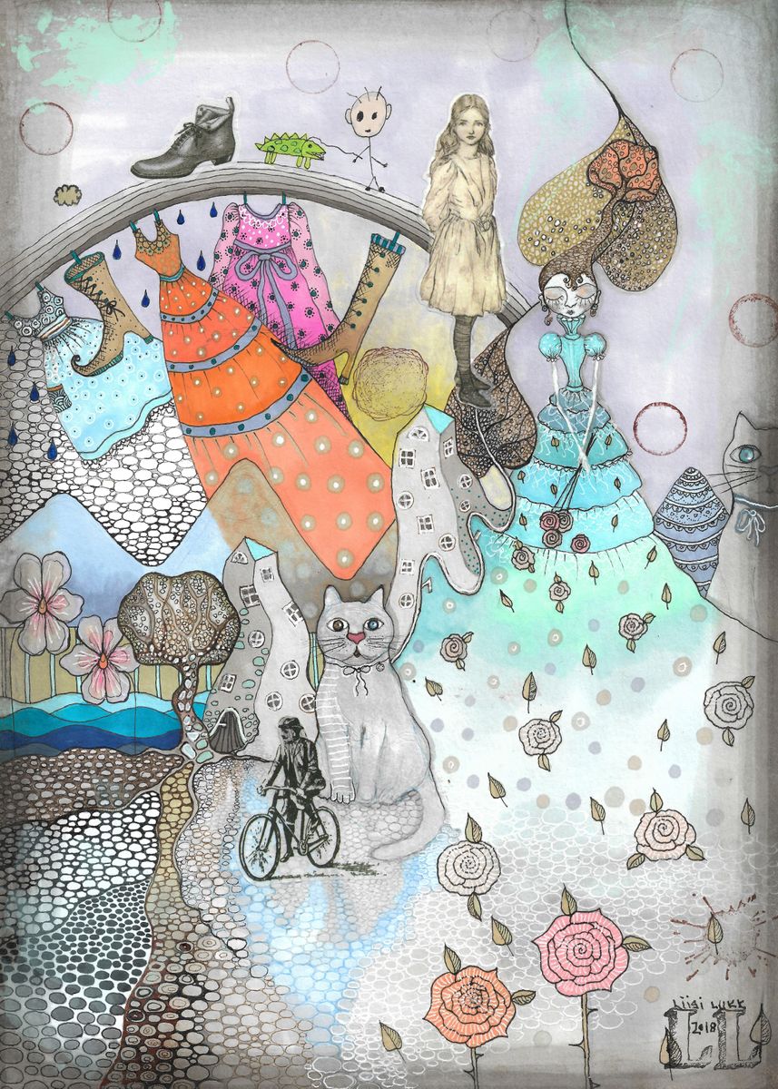 'Illustration Two gray cat' Poster, picture, metal print, paint by ...