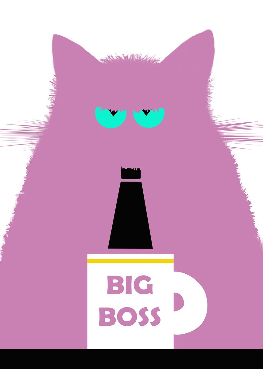 'Big Boss Lilac Cat ' Poster, picture, metal print, paint by Zaira ...