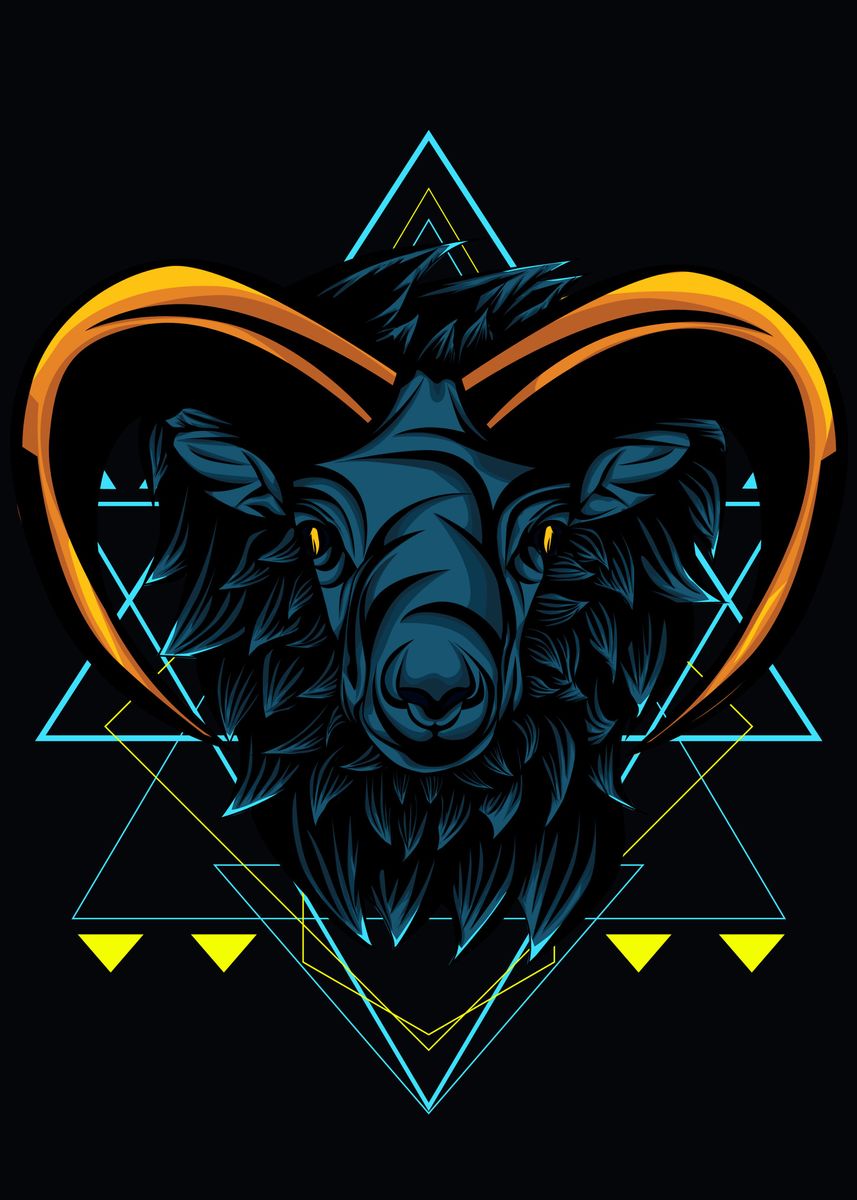 'Mhytical Goat Sacred Geome' Poster by Undersacred Studio | Displate