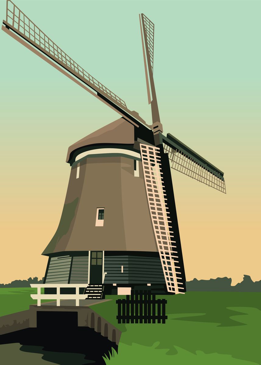 'windmill' Poster, picture, metal print, paint by setiyadi setiyadi ...