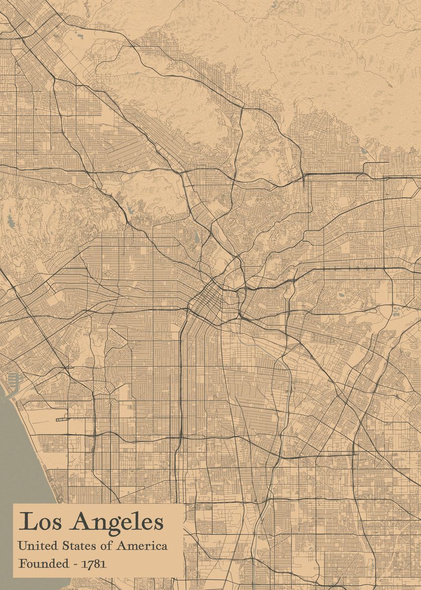 'Los Angeles city map' Poster, picture, metal print, paint by Iwoko ...