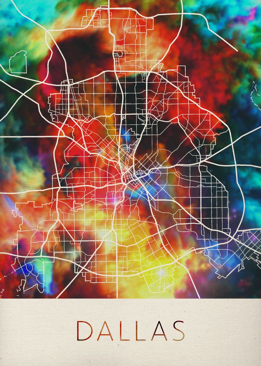 'Dallas Texas Watercolor' Poster, picture, metal print, paint by Design ...