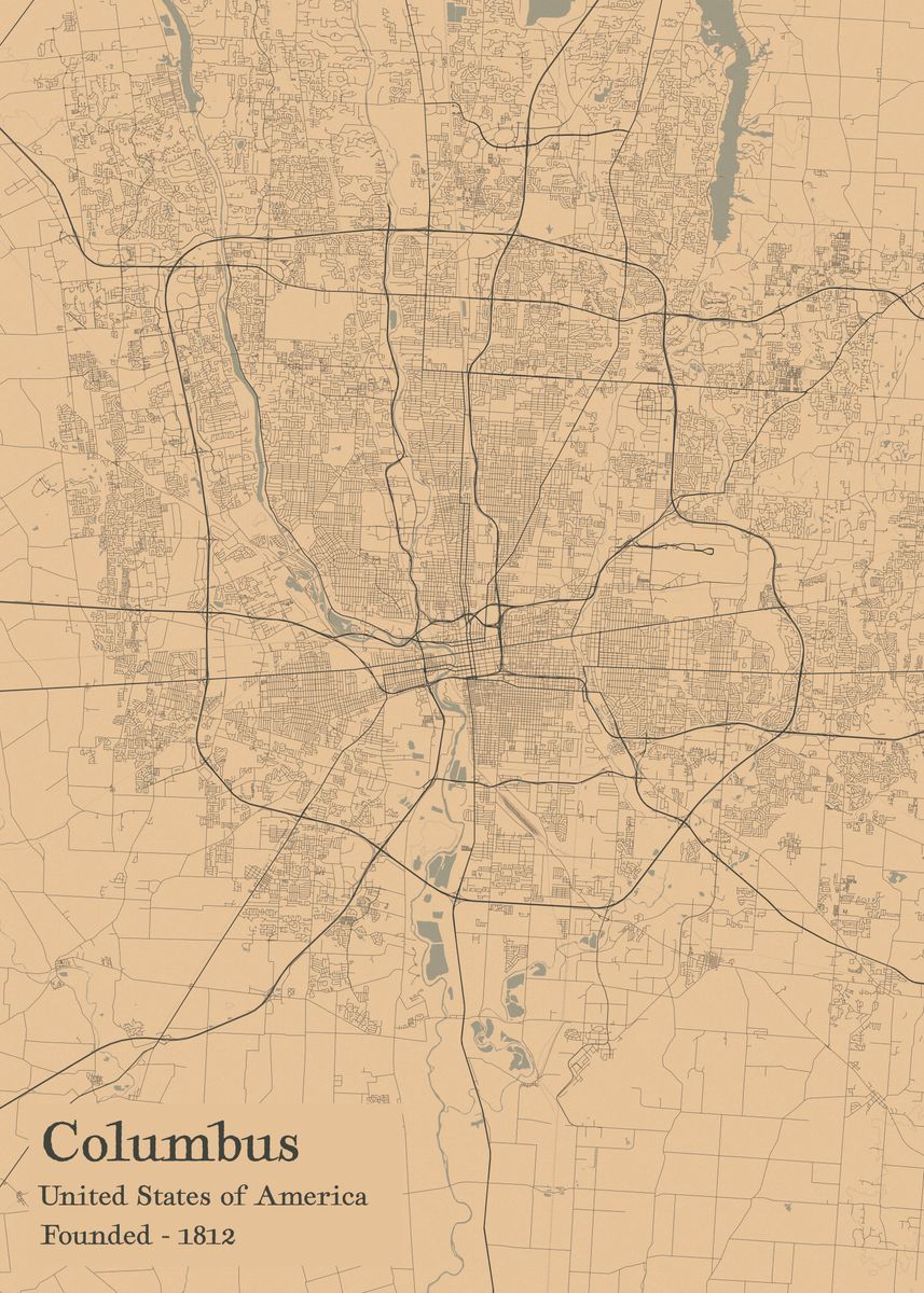 'Columbus city map' Poster by Iwoko | Displate