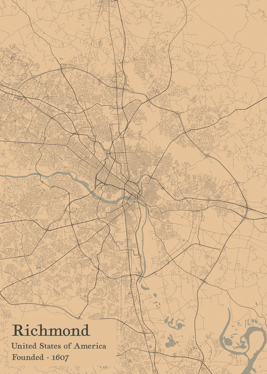 'Richmond city map' Poster by Iwoko | Displate