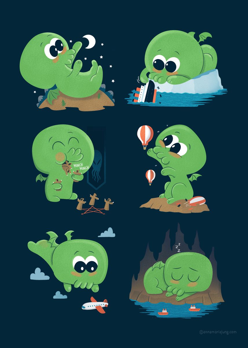 'Cutethulhu' Poster, picture, metal print, paint by Anna Maria Jung ...