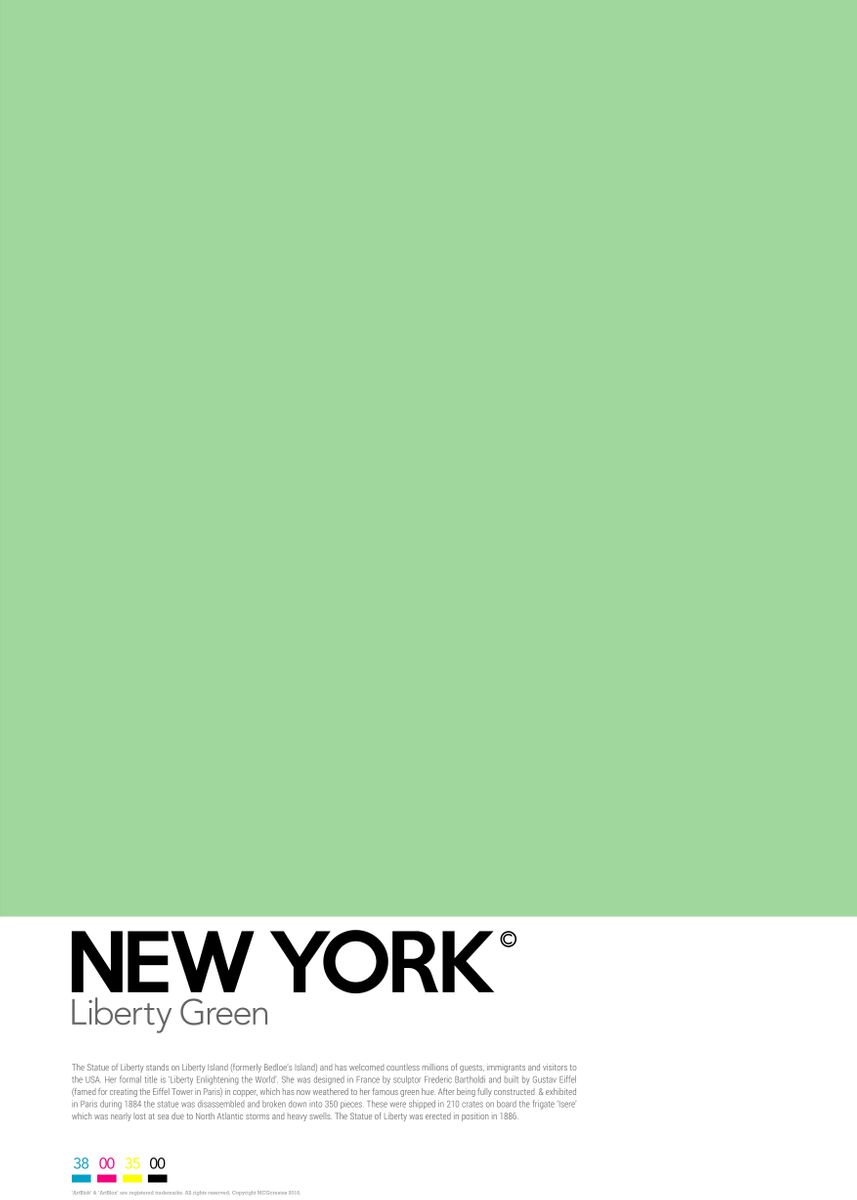 'NEW YORK Liberty Green' Poster, picture, metal print, paint by James ...