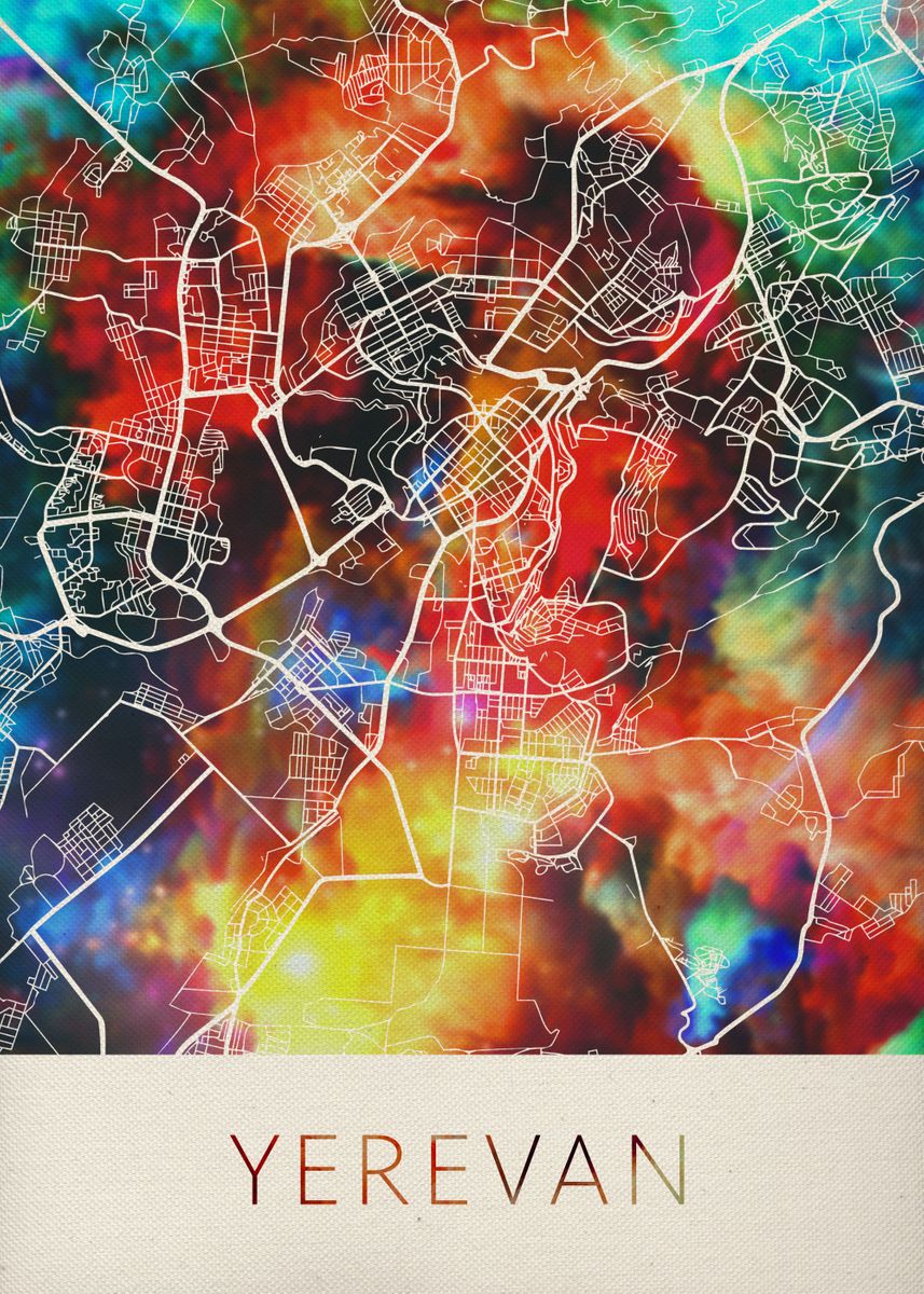 'Yerevan Watercolor Map' Poster by Design Turnpike | Displate