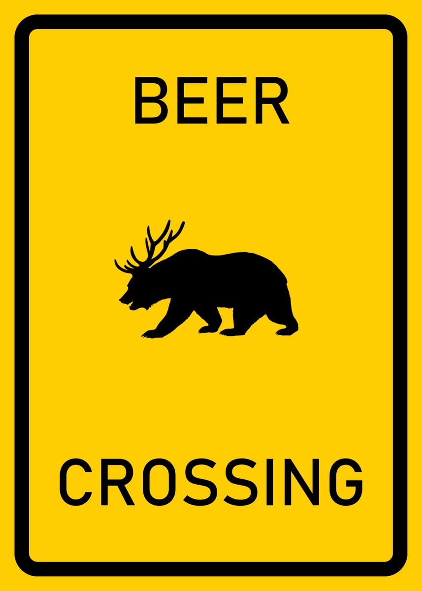 'Beer Crossing' Poster, picture, metal print, paint by Simon P | Displate