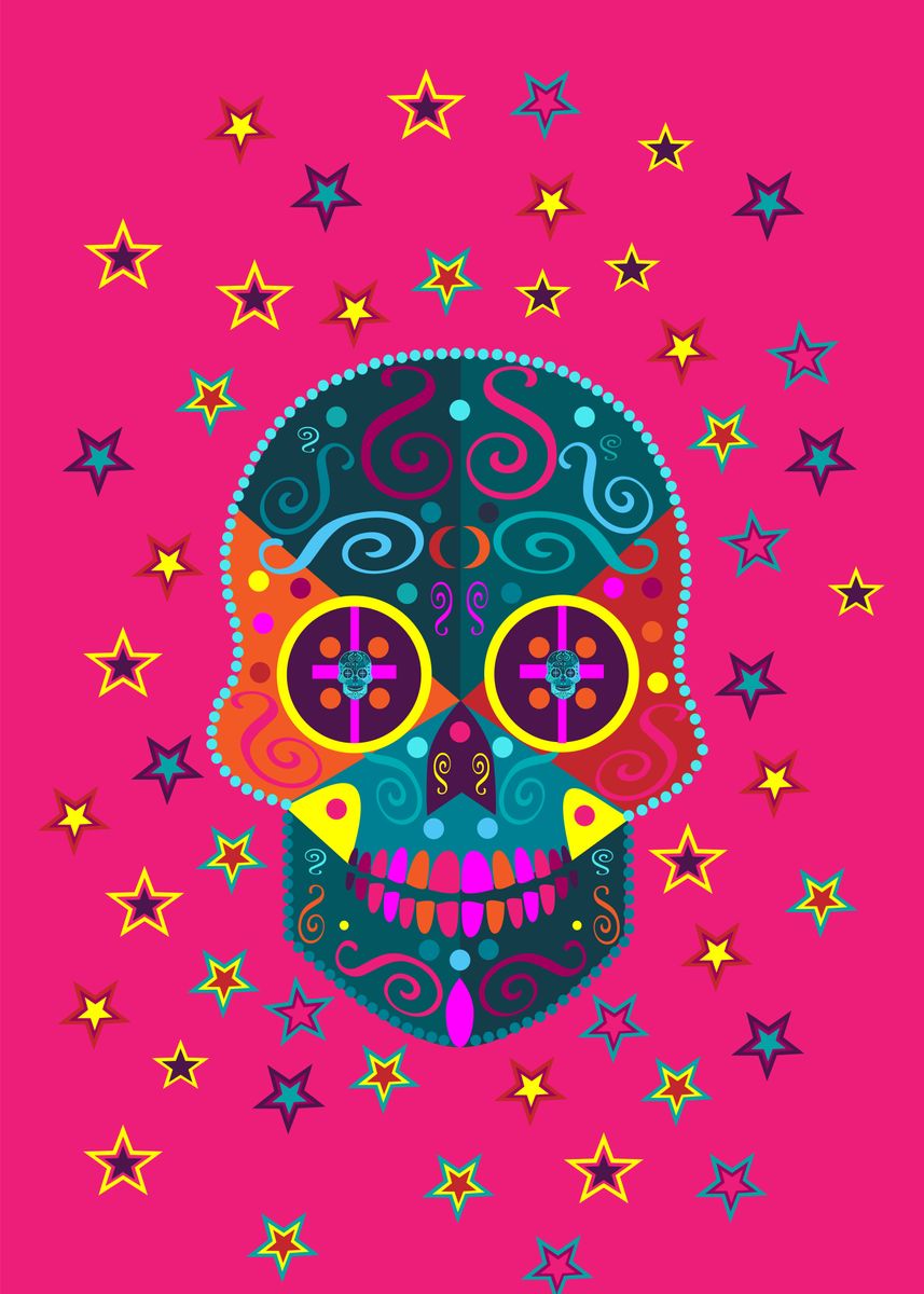 'Fun colorful skull stars' Poster by Tea Brncic | Displate