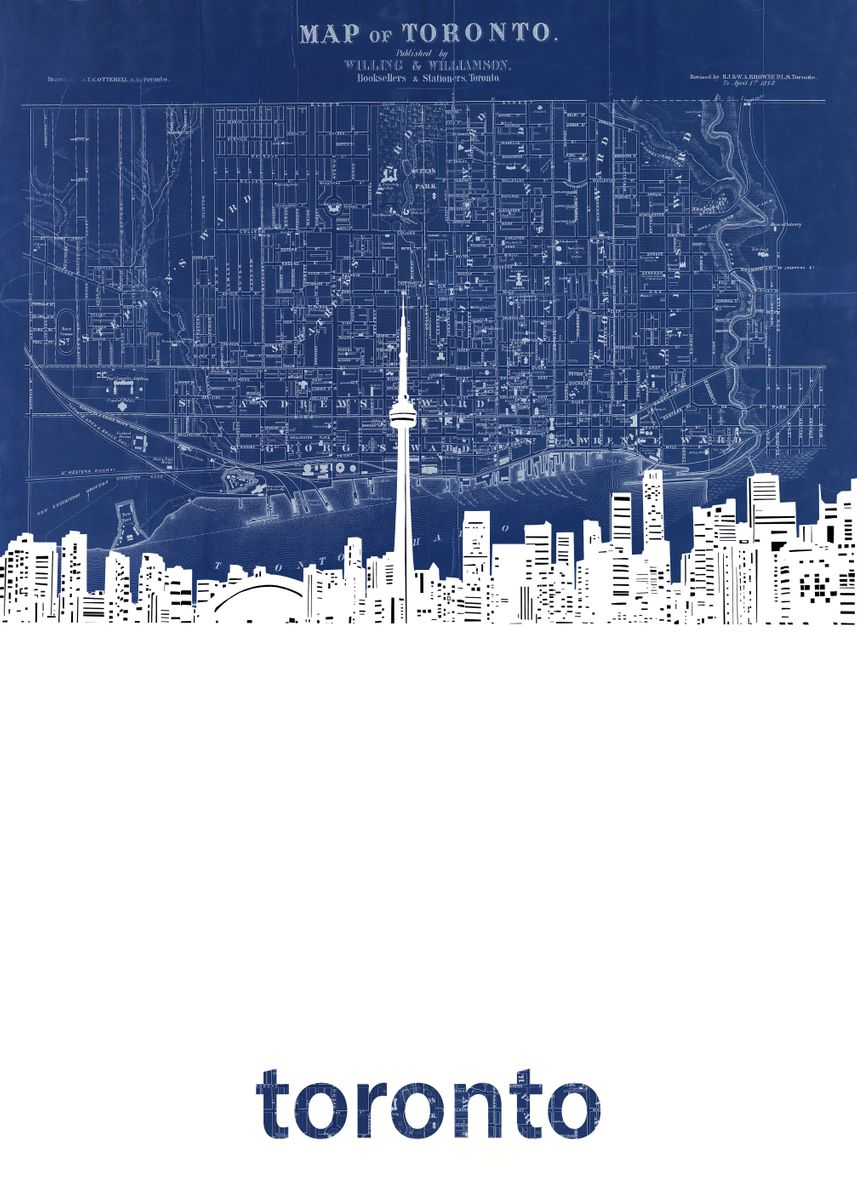 'Toronto skyline blue' Poster, picture, metal print, paint by Bekim Art ...