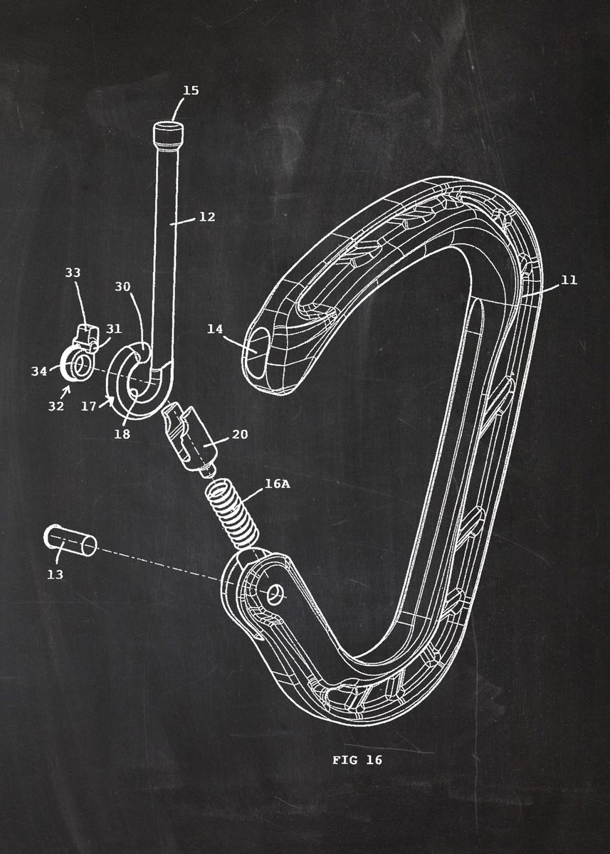 'Carabiner Patent' Poster, picture, metal print, paint by Nicram K ...
