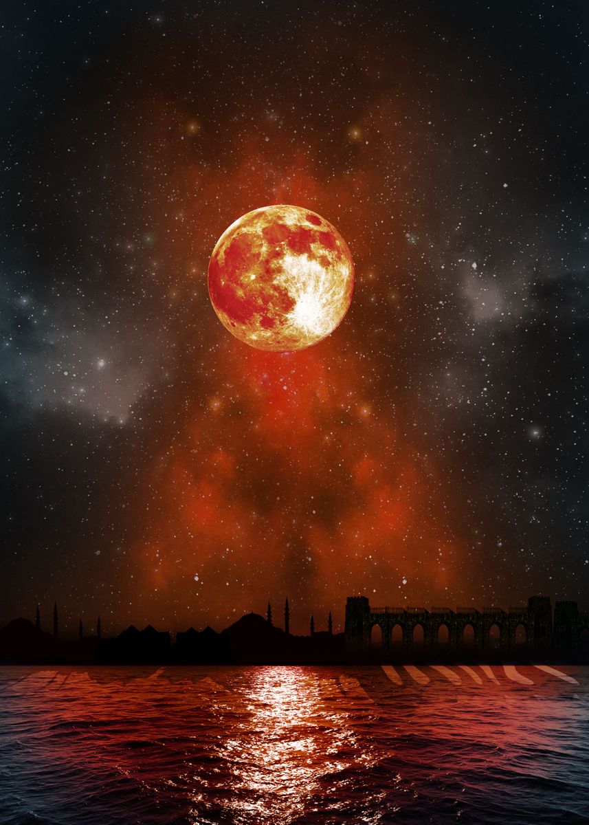 'red moon shy' Poster, picture, metal print, paint by Hesham Marwan ...