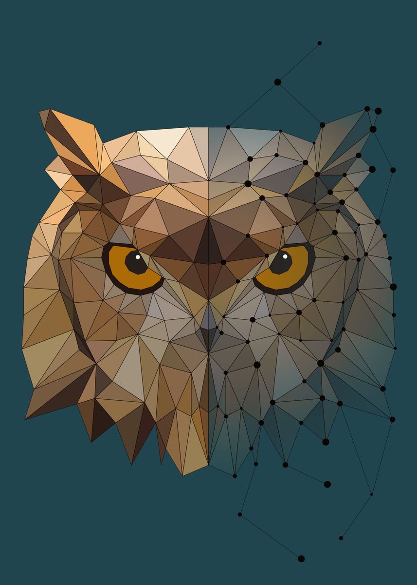 'Owl Constellation' Poster, picture, metal print, paint by Apo | Displate