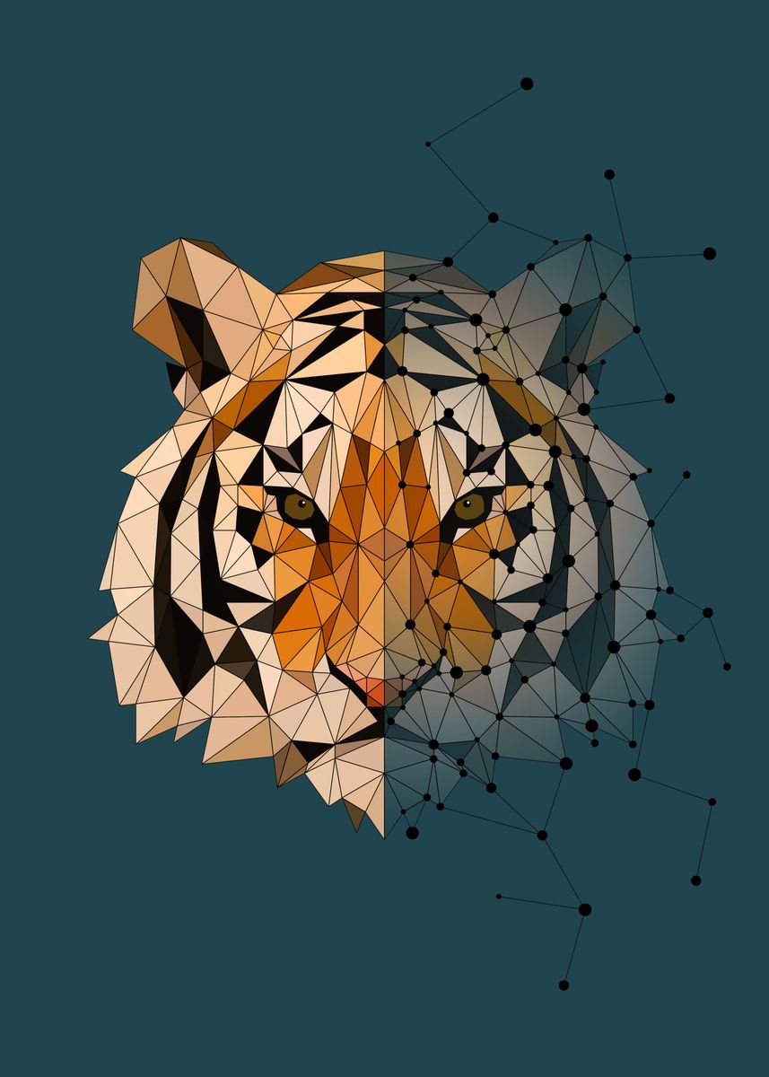 'Tiger Constellation' Poster, picture, metal print, paint by Apo | Displate