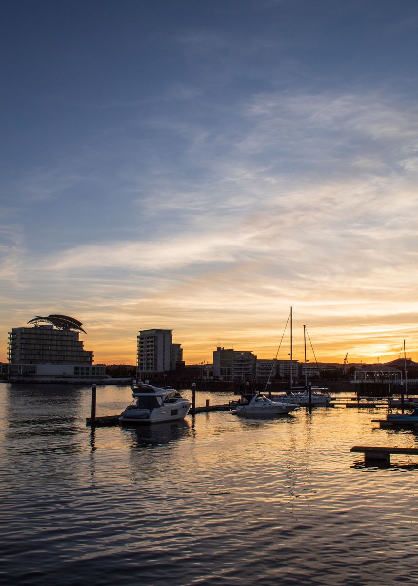 'Sunset at Cardiff Bay' Poster, picture, metal print, paint by Richie ...