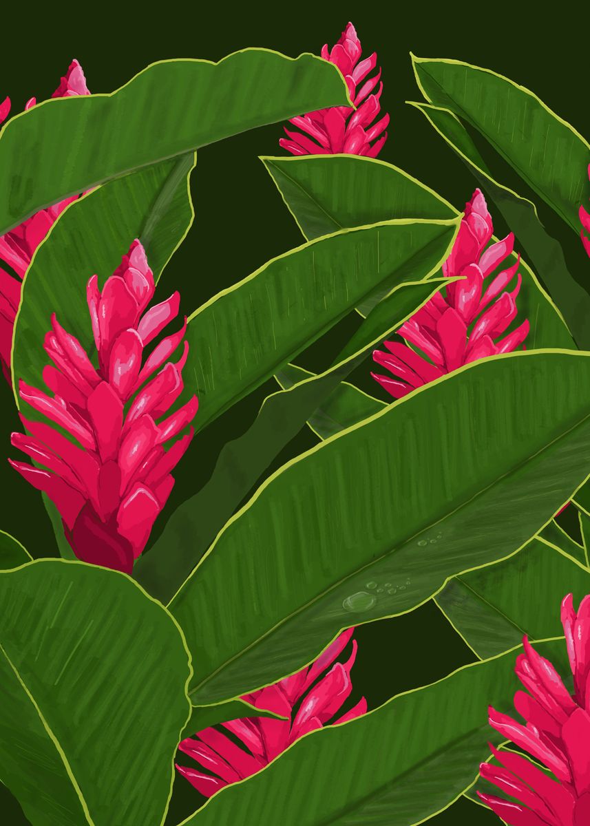 'Tropical flowers' Poster by Rebeca Zumarraga | Displate