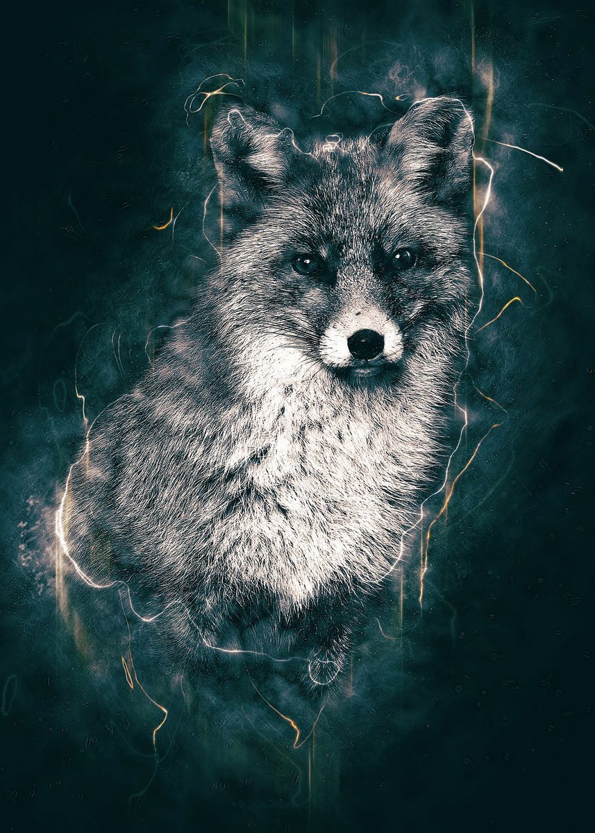 'Electro Fox' Poster, picture, metal print, paint by dmc 696 | Displate
