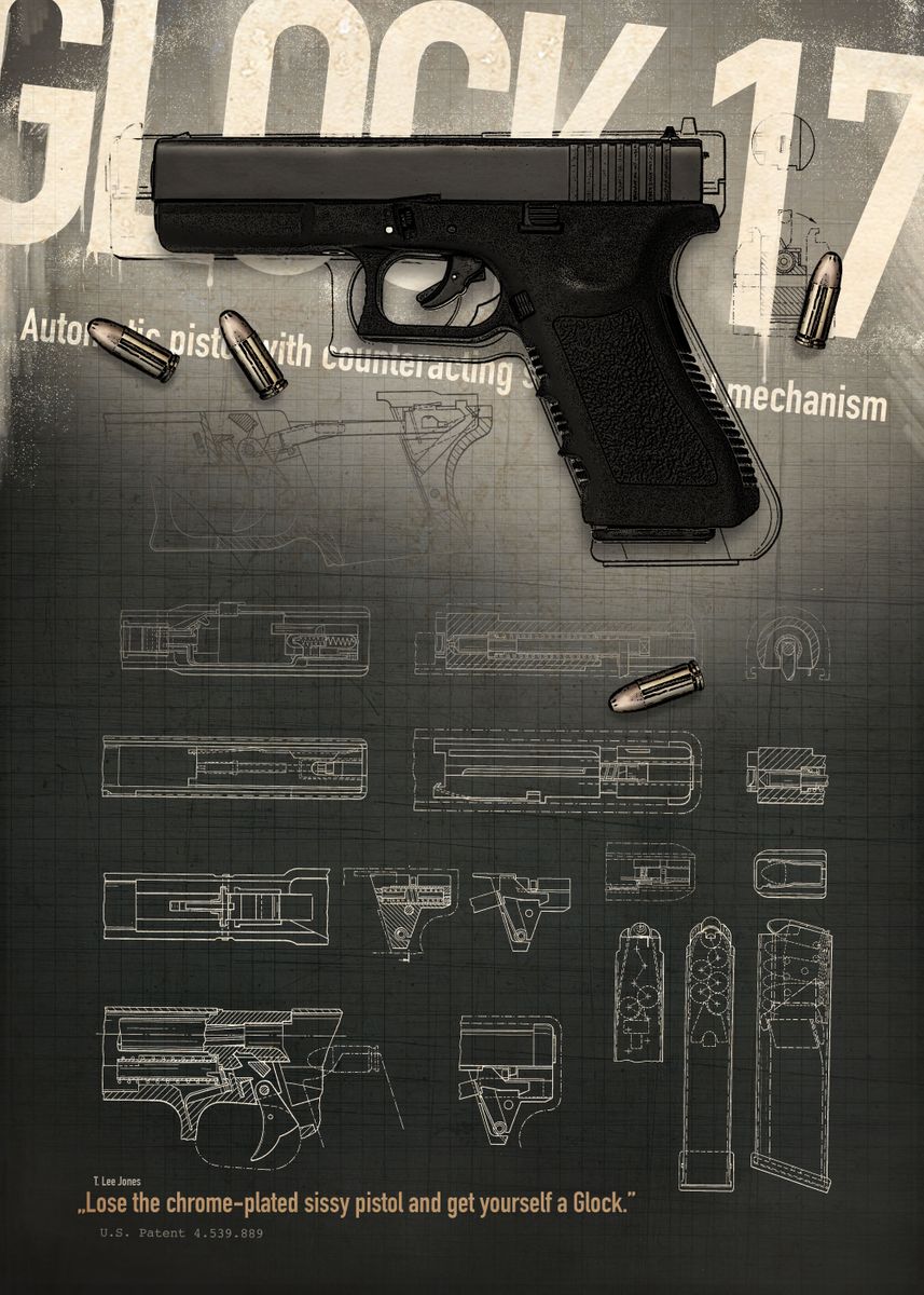 'Glock 17' Poster, picture, metal print, paint by Eden Design | Displate