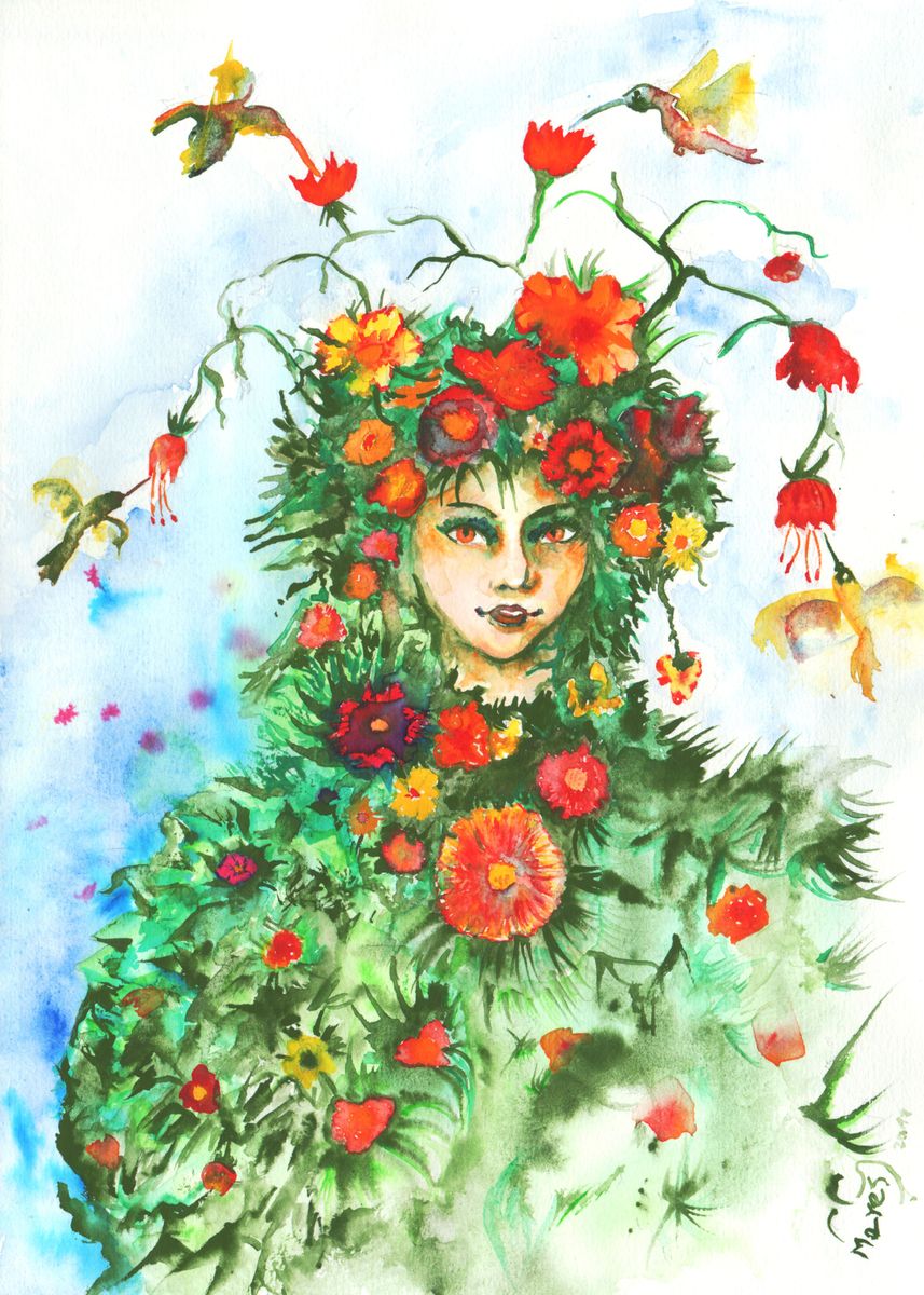 'Dryad of flowers' Poster, picture, metal print, paint by Jan Mares ...