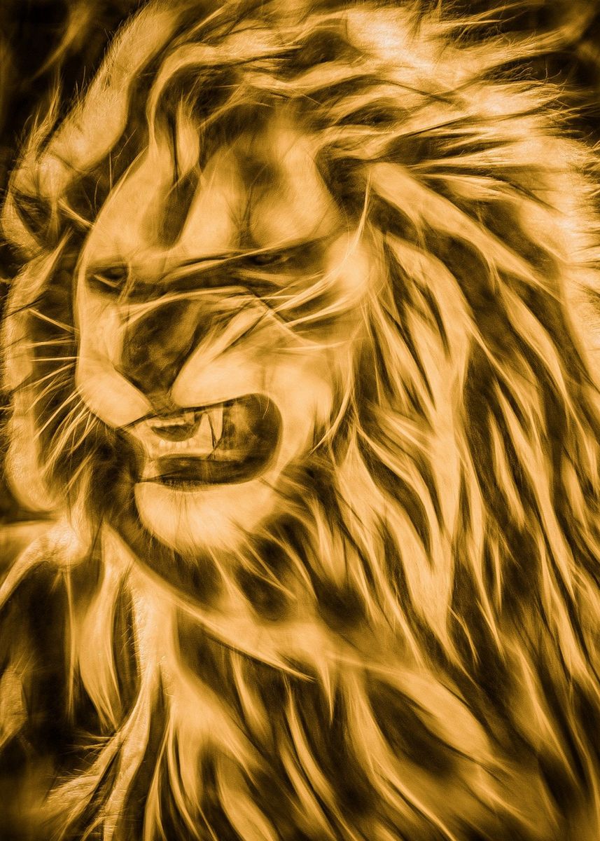 'Angry Lion' Poster, picture, metal print, paint by dirk luus | Displate